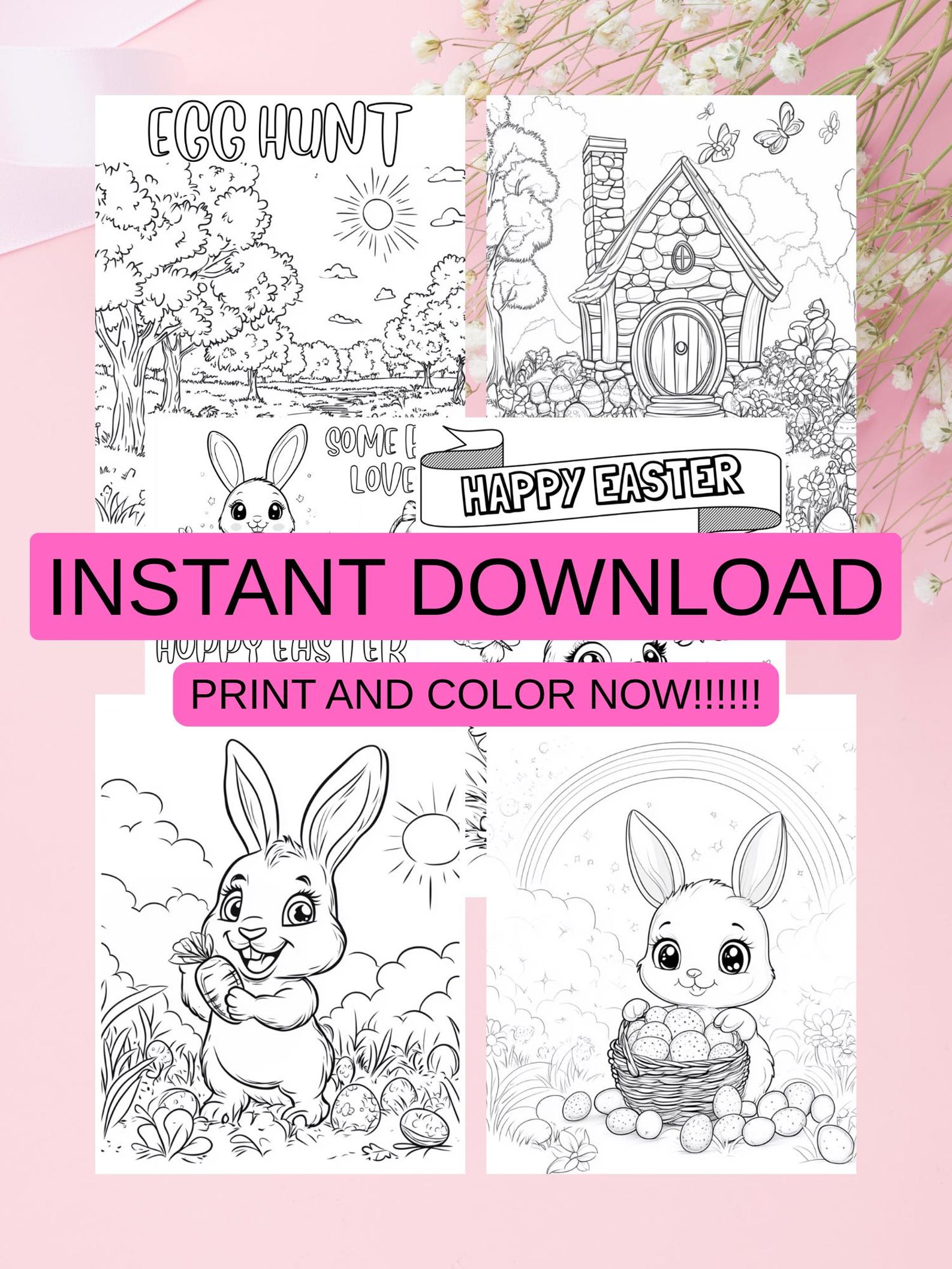 Easter Coloring Page – Cute Printable Easter Activity for Kids - Etsy