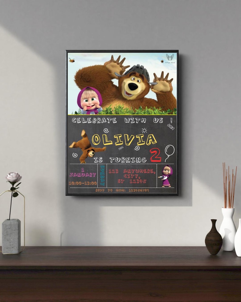 Masha and the Bear | Birthday Boys and Girls Invitation Kids | Canva ...