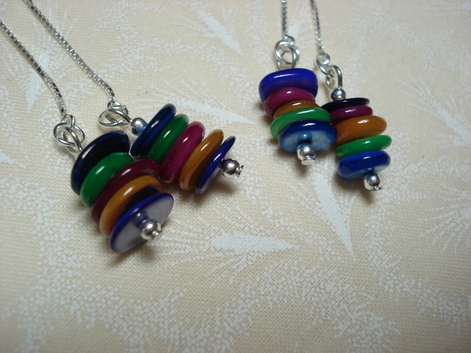 Multicolor Discs on Sterling Threader Earrings or Necklace-ear - Etsy