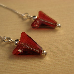 Deep Red Swarovski Crystals on Sterling Threader Earrings or Necklace ...