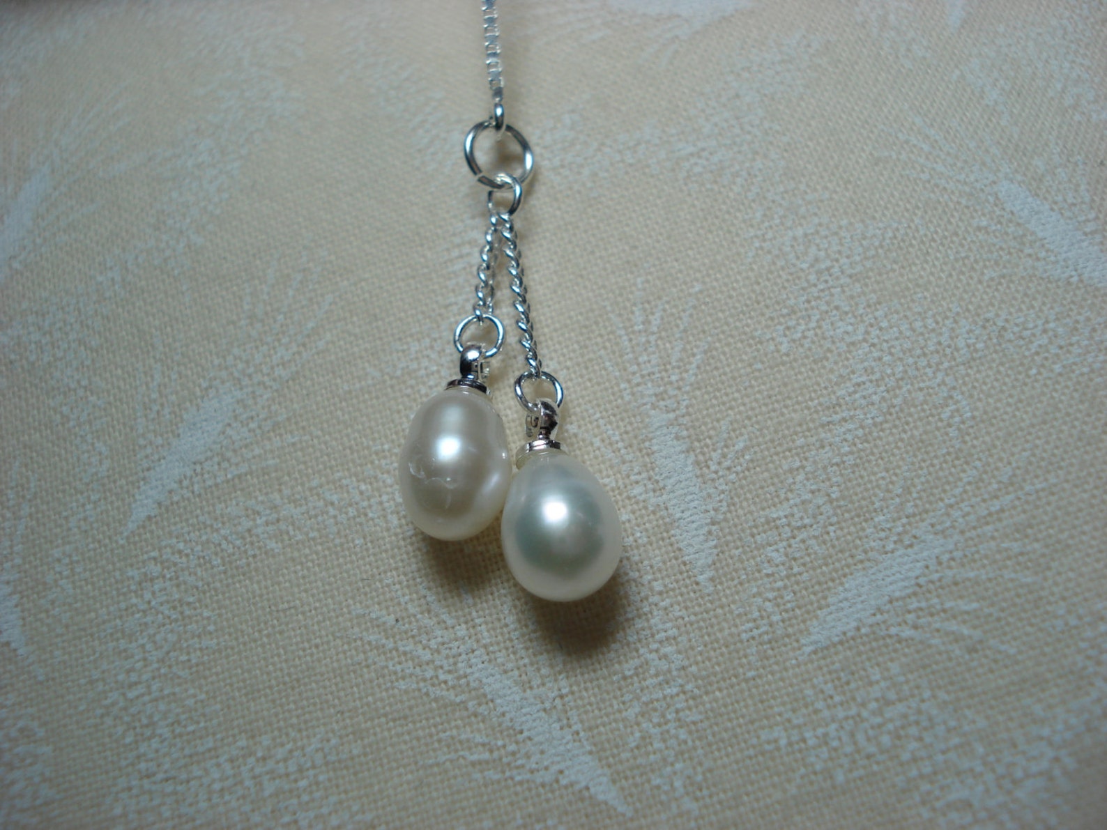 Double Pearls on Sterling Ear Threads Threader Earrings or - Etsy