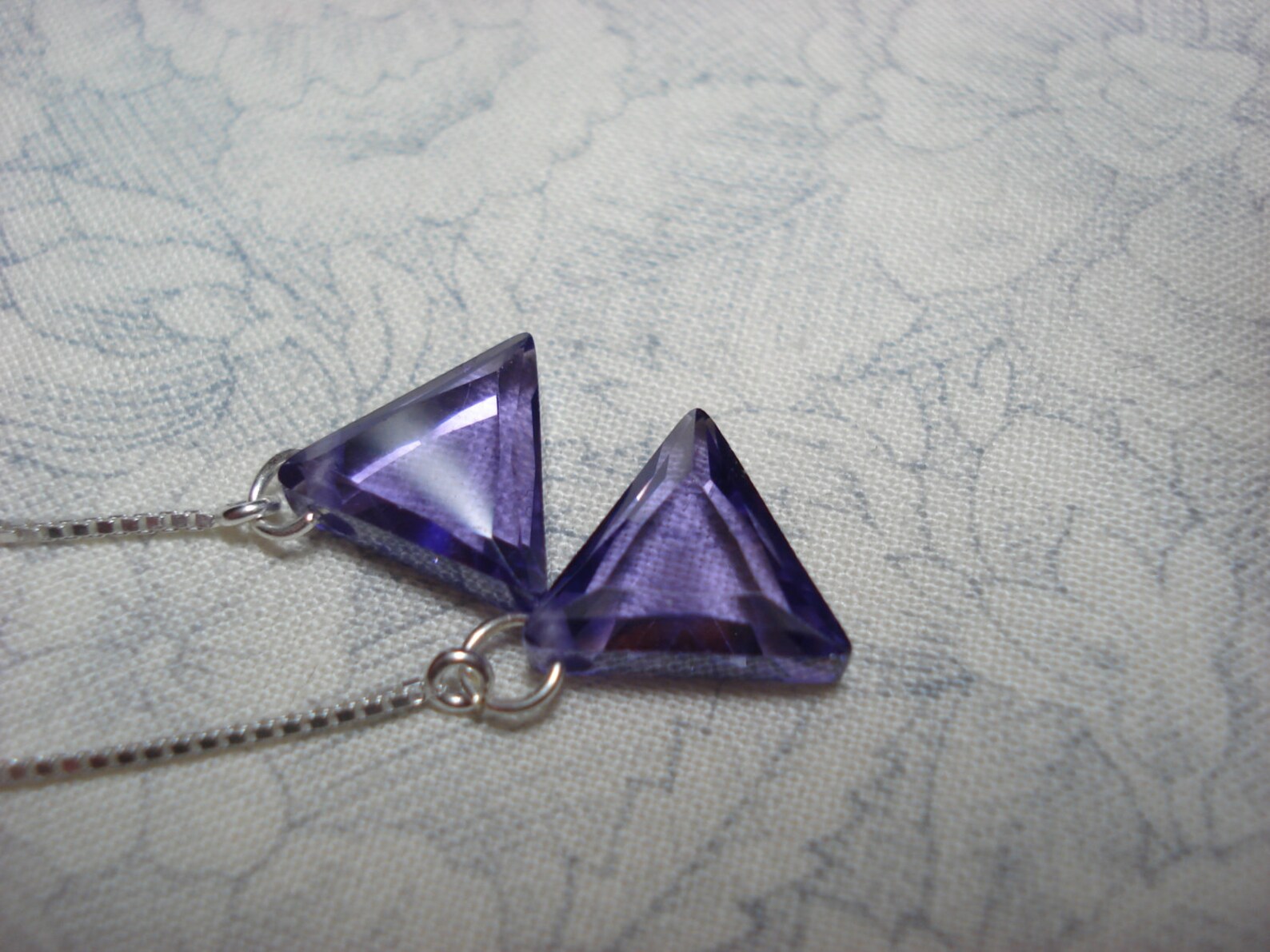 Purple Cubic Zirconia Triangles on Sterling Ear Threads- Threader ...