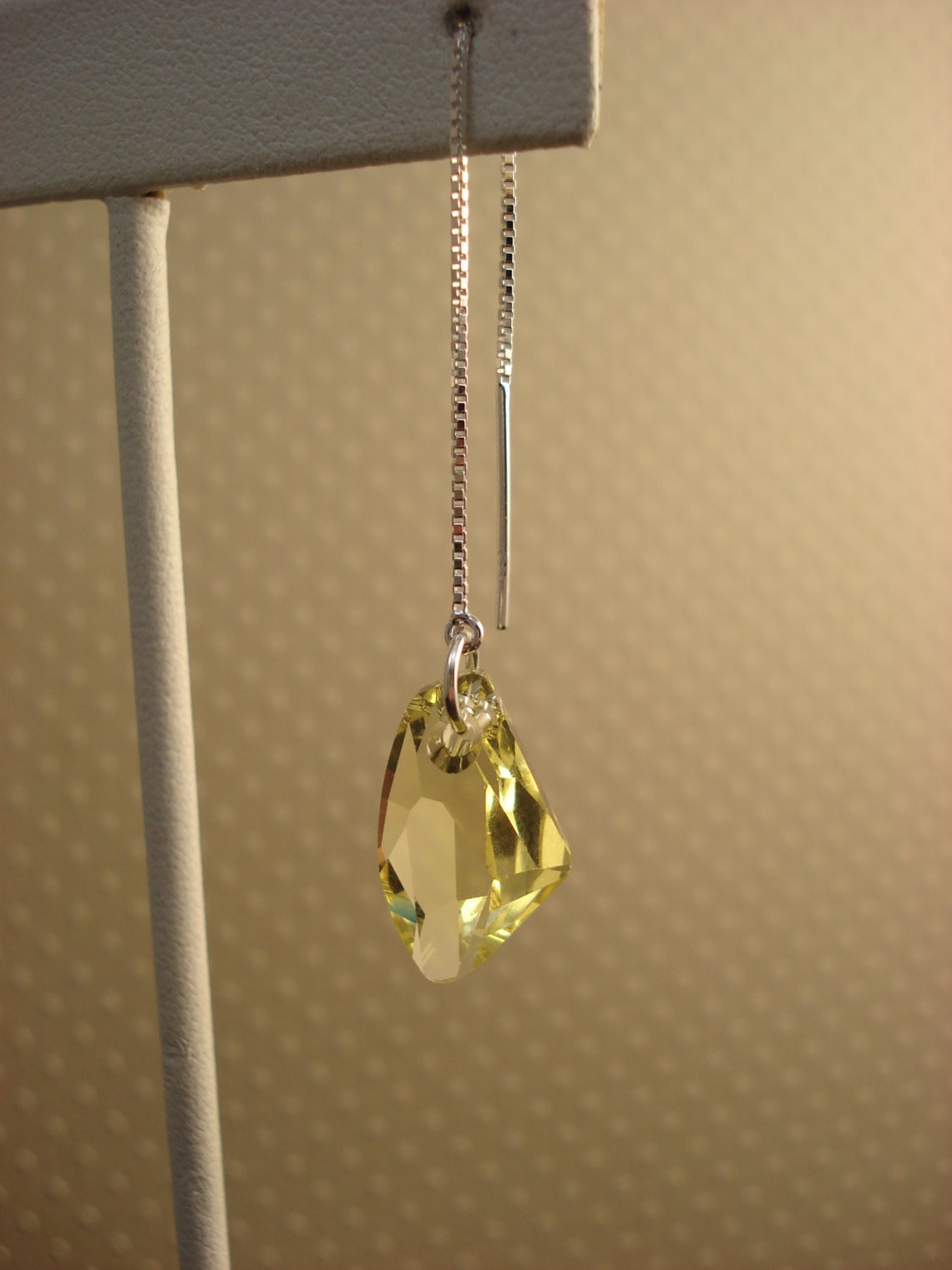 Light Yellow Swarovski Crystals on Sterling Threader Earrings | Etsy