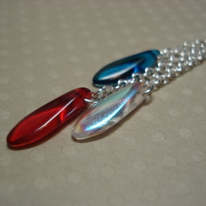 Red White and Blue Sterling Ear Threads- Threader Earrings or Necklace ...