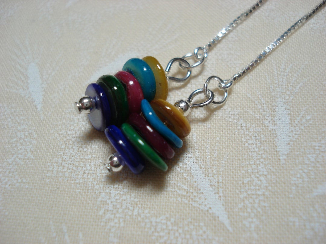 Multicolor Discs on Sterling Threader Earrings or Necklace-ear Threads ...
