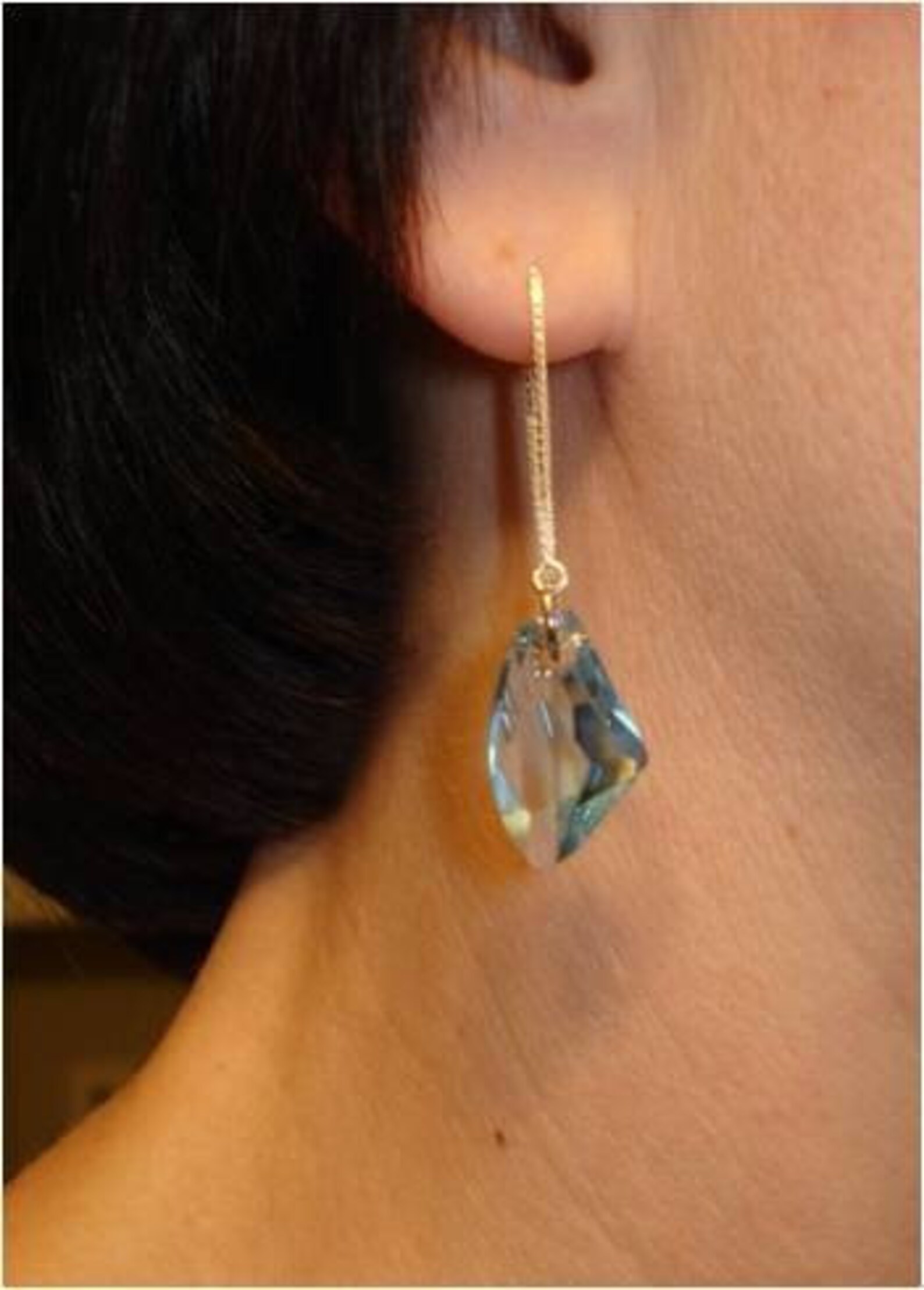 Sterling Silver and Blue Crystal Ear Threads Threader - Etsy