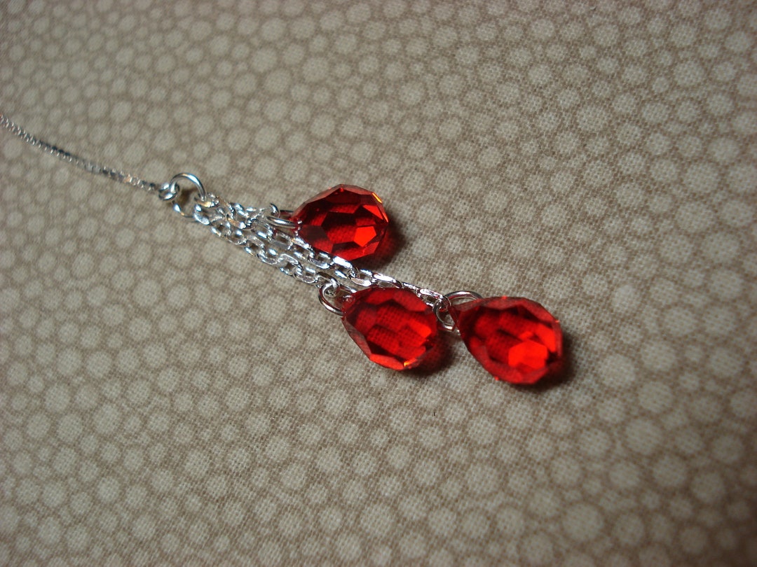 Red Crystal Trios on Sterling Ear Threads-threader Earrings or Necklace ...