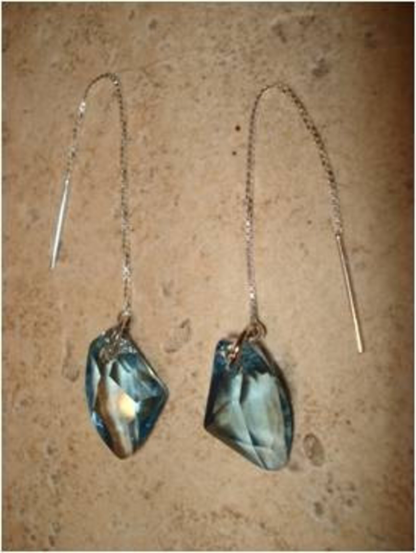 Sterling Silver and Blue Crystal Ear Threads- Threader Earrings or ...