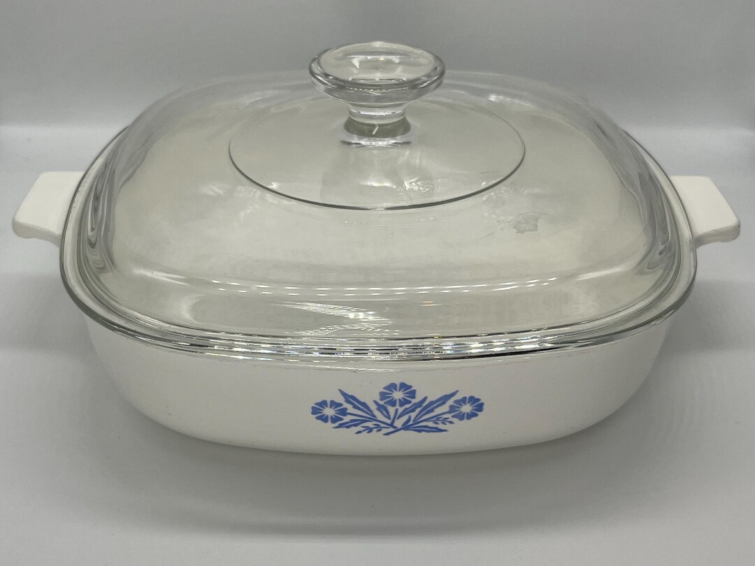 Vintage Pyrex Casserole Dish, 9-inch Blue Cornflower Dish With Lid - Etsy