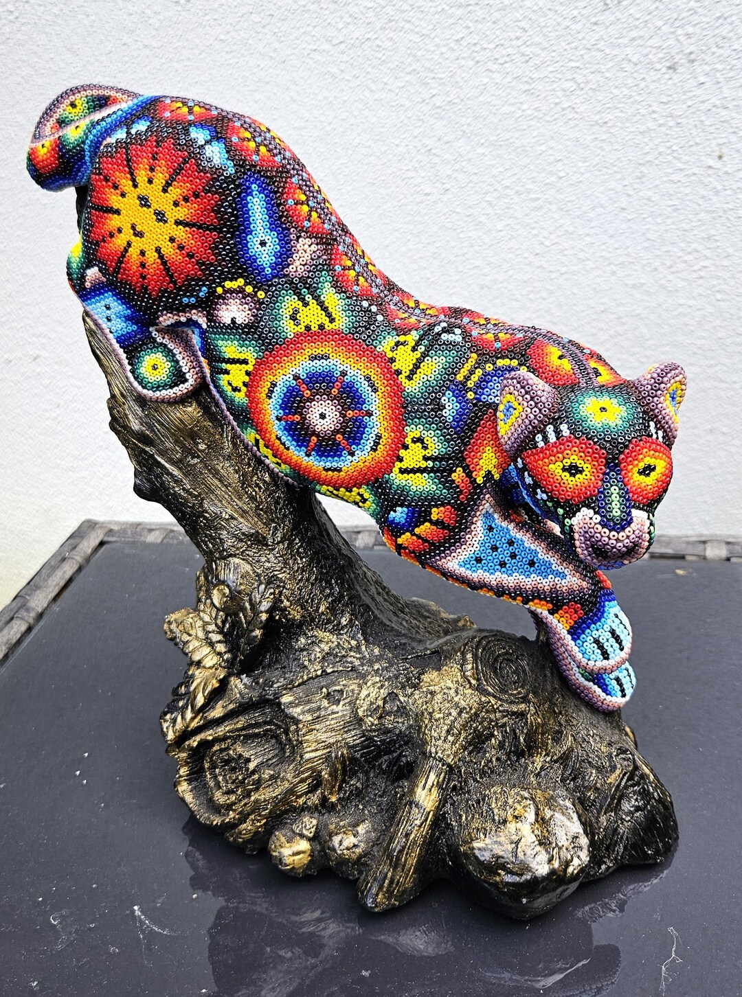 Huichol JAGUAR, Colorful, Handmade, Beaded, Traditional Mexican Folk ...