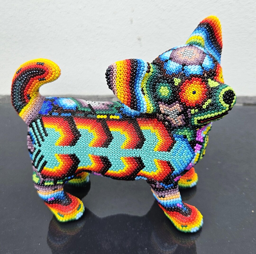 Colorful Huichol Mexican Dog, Handmade, Beaded, Mexican Folk Art - Etsy