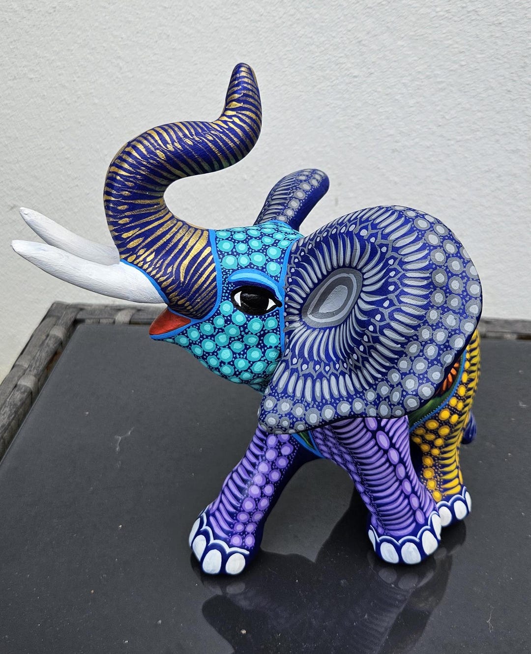 Elephant Standing, Made of Clay, Colorful, Traditional Mexican Folk Art ...