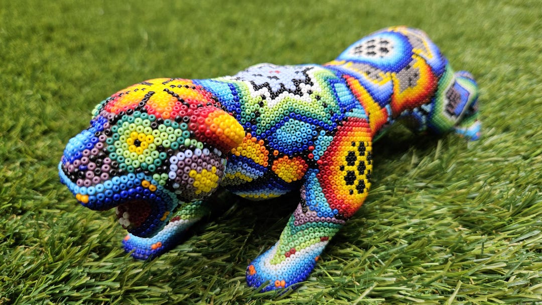 Colorful Huichol JAGUAR, Handmade, Beaded, Mexican Folk Art - Etsy