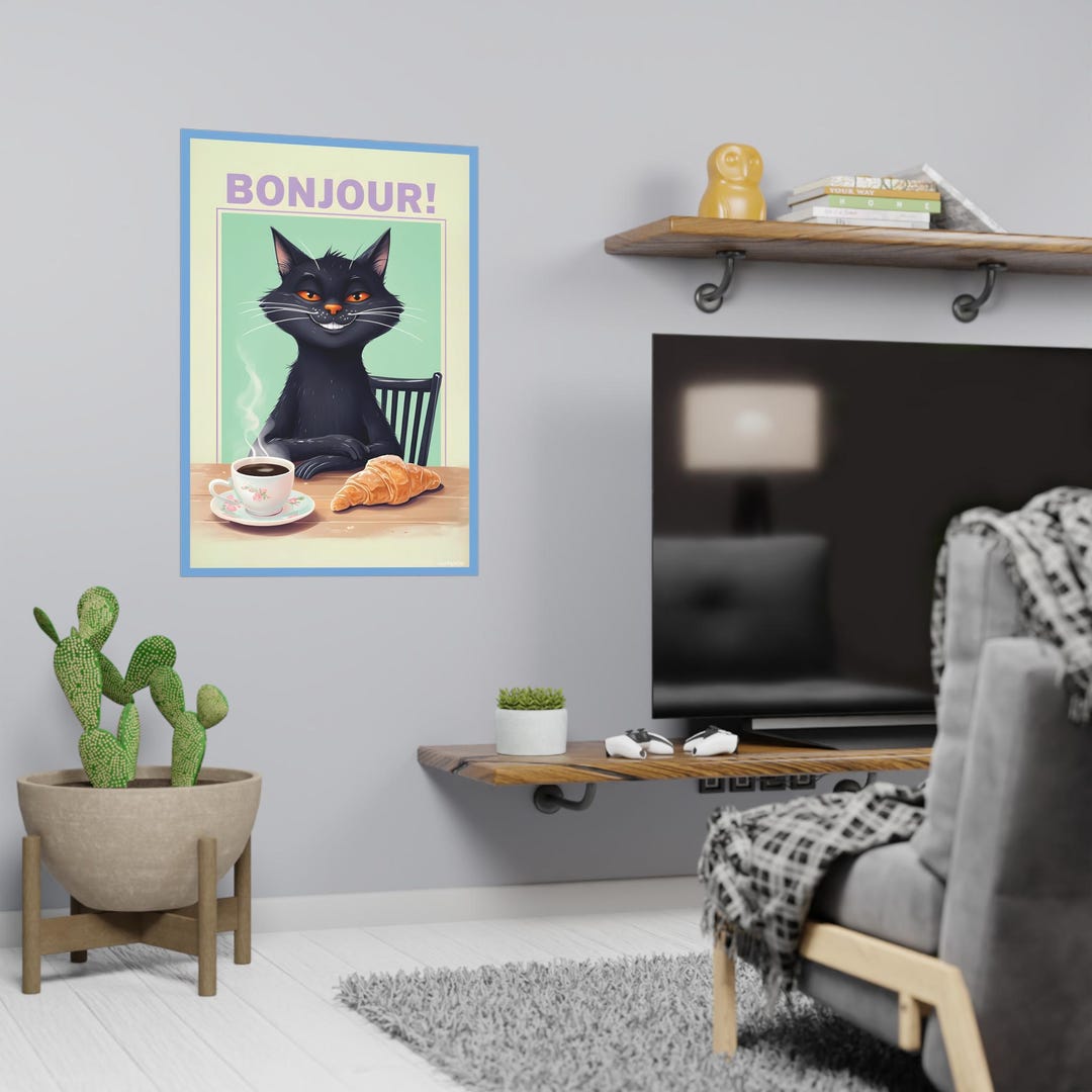 French Cat Poster - Etsy