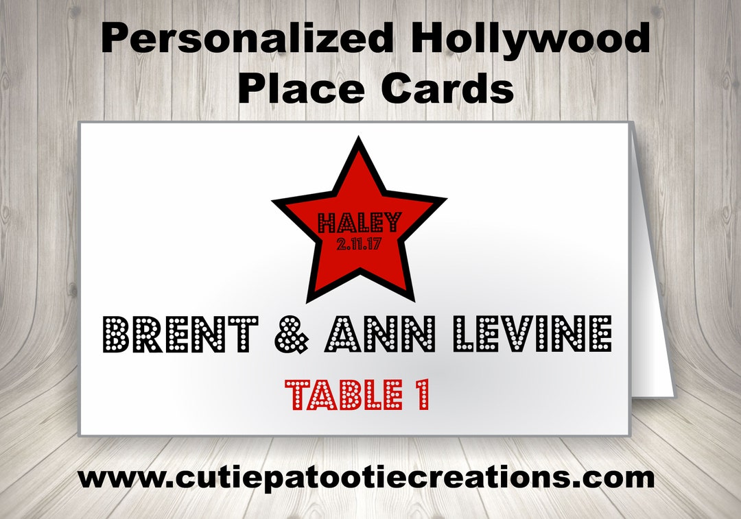 Hollywood Star Personalized Place Cards | Mitzvah, Wedding Decor - Etsy