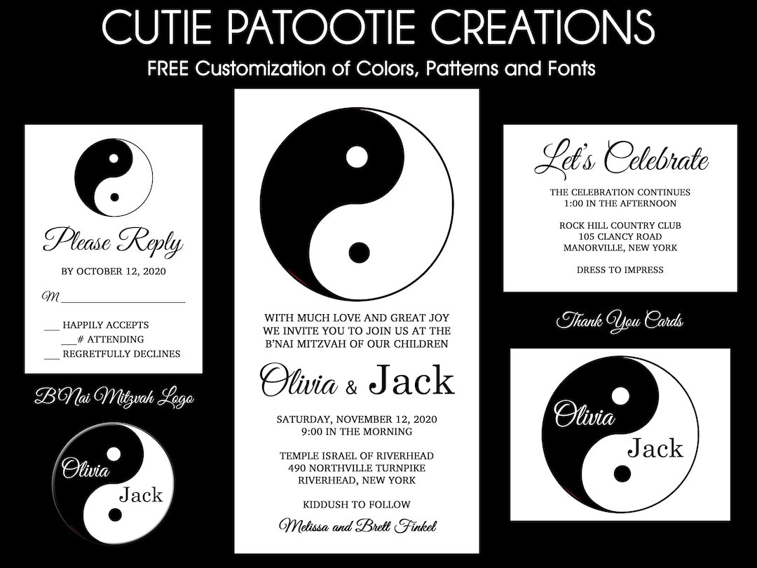 Yin Yang B'nai Mitzvah Invitation - Etsy
