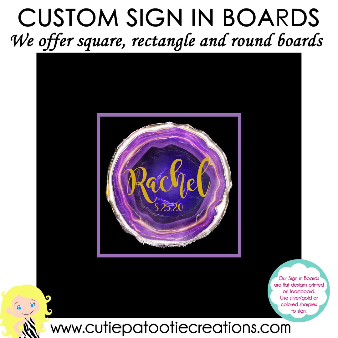 Bat Mitzvah Sign in Board - Purple Agate Geode - Etsy