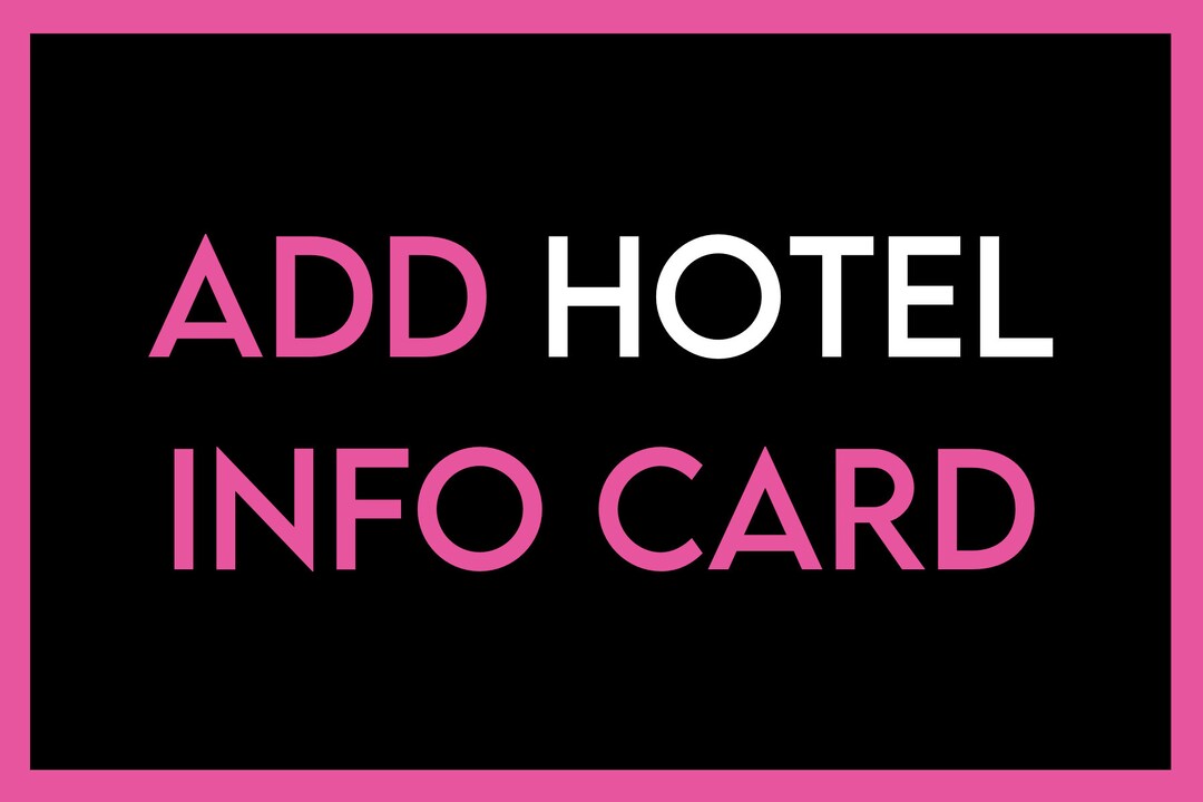 ADD Hotel Information Card - Made to Match Your Invitations - Etsy
