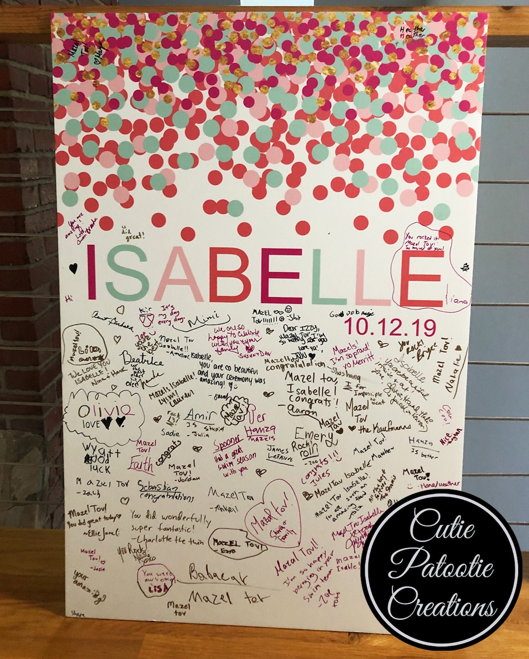 Bat Mitzvah Sign in Board - Custom Colors - Patterns and Fonts - Etsy