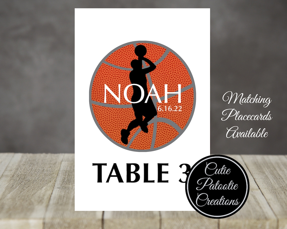 Custom Table Numbers Basketball Bar Mitzvah Table Number | Etsy