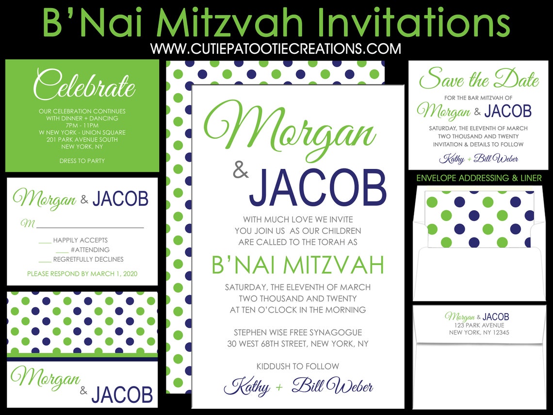 Modern B'nai Mitzvah Invitations | Etsy