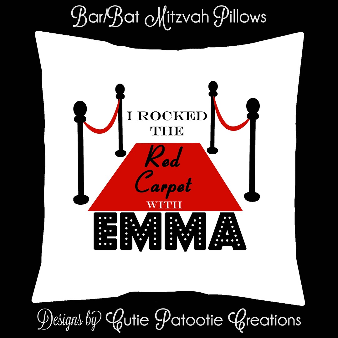 Personalized Hollywood Red Carpet Bat Mitzvah Sign in Pillow | Matching ...