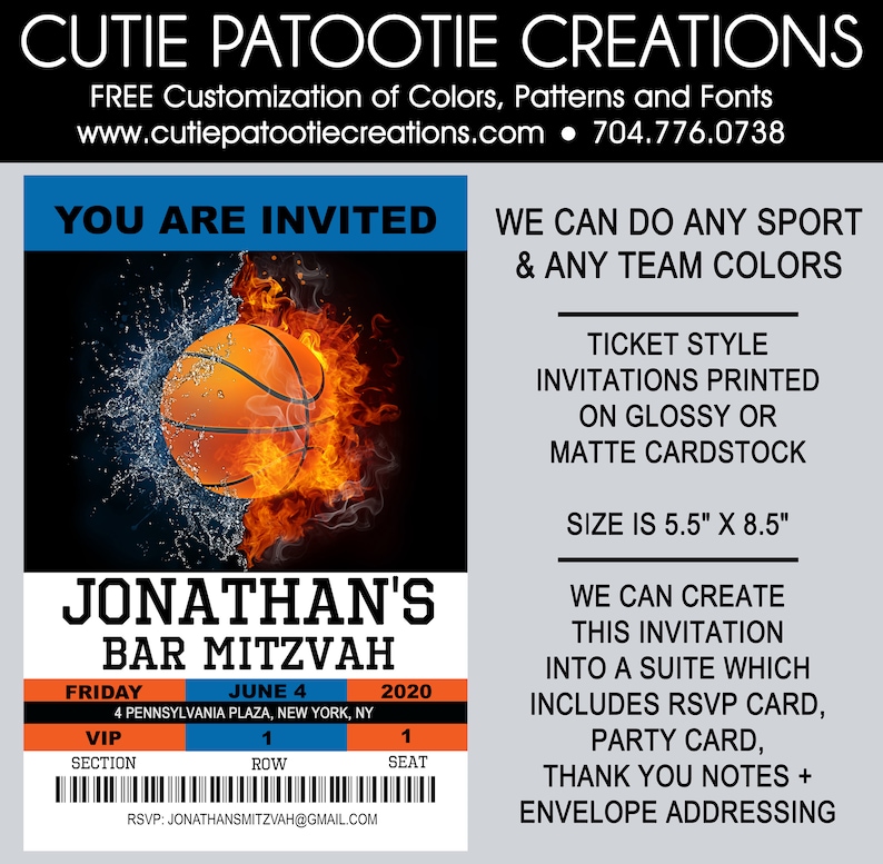 Football Sports Ticket Bar Mitzvah Invitation We Can Do ANY - Etsy