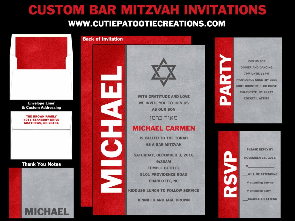 Bar Mitzvah Invitations Bar Mitzvah Invitation Envelope - Etsy