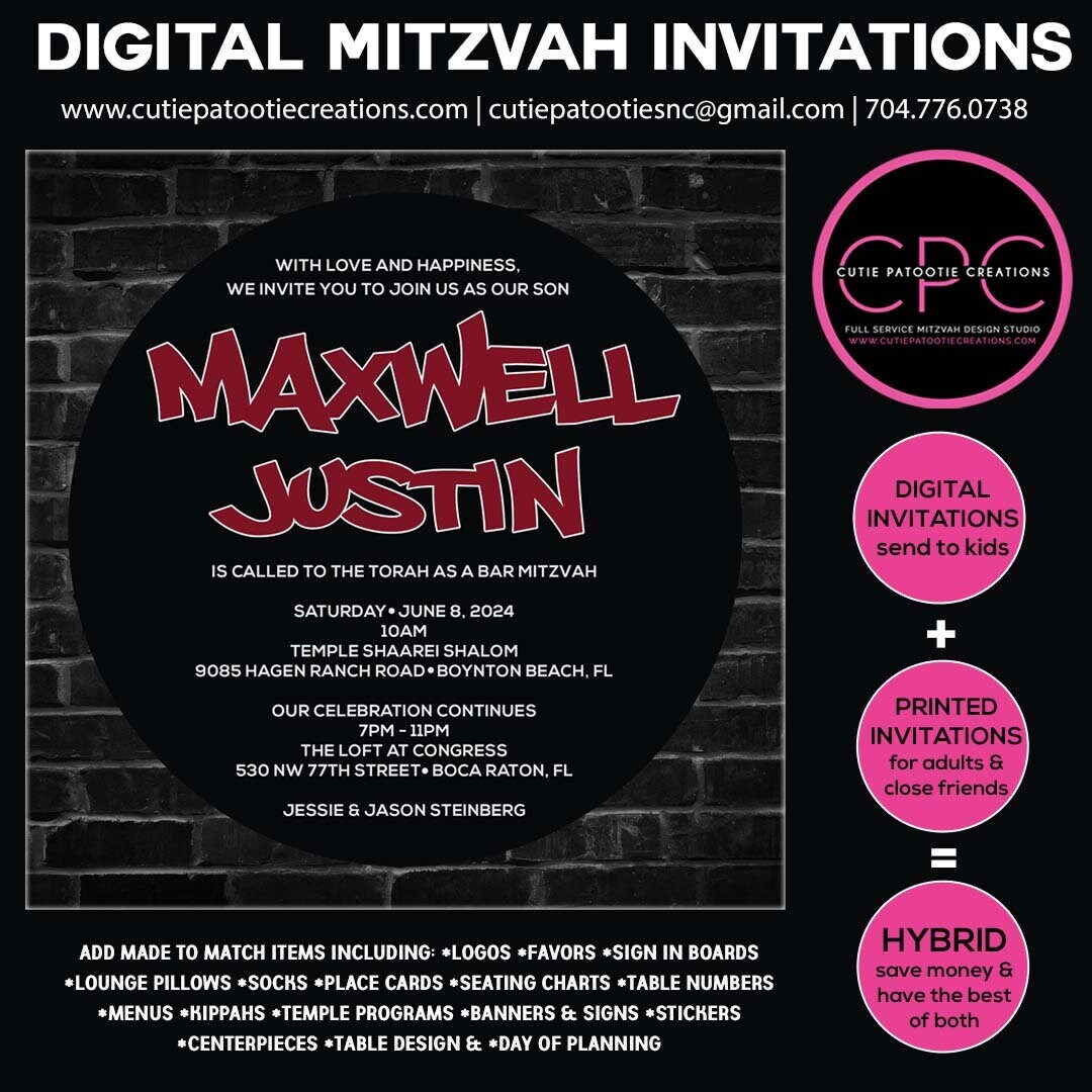 Graffiti Digital Bar and Bat Mitzvah Invitations | Add Small Order of ...