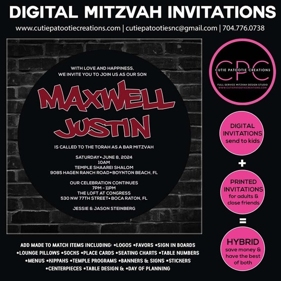 Graffiti Digital Bar and Bat Mitzvah Invitations | Add Small Order of ...