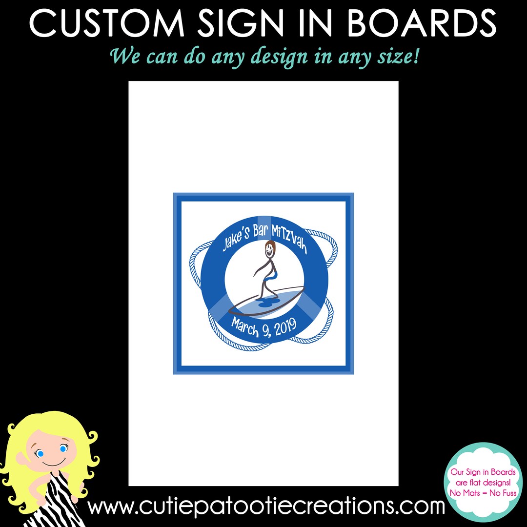 Custom Bar/bat Mitzvah Sign in Board, Beach Theme - Etsy
