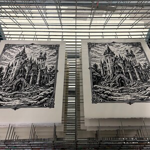 The Gothic Keep | Linocut Print | Castle Art | Architectural Decor ...