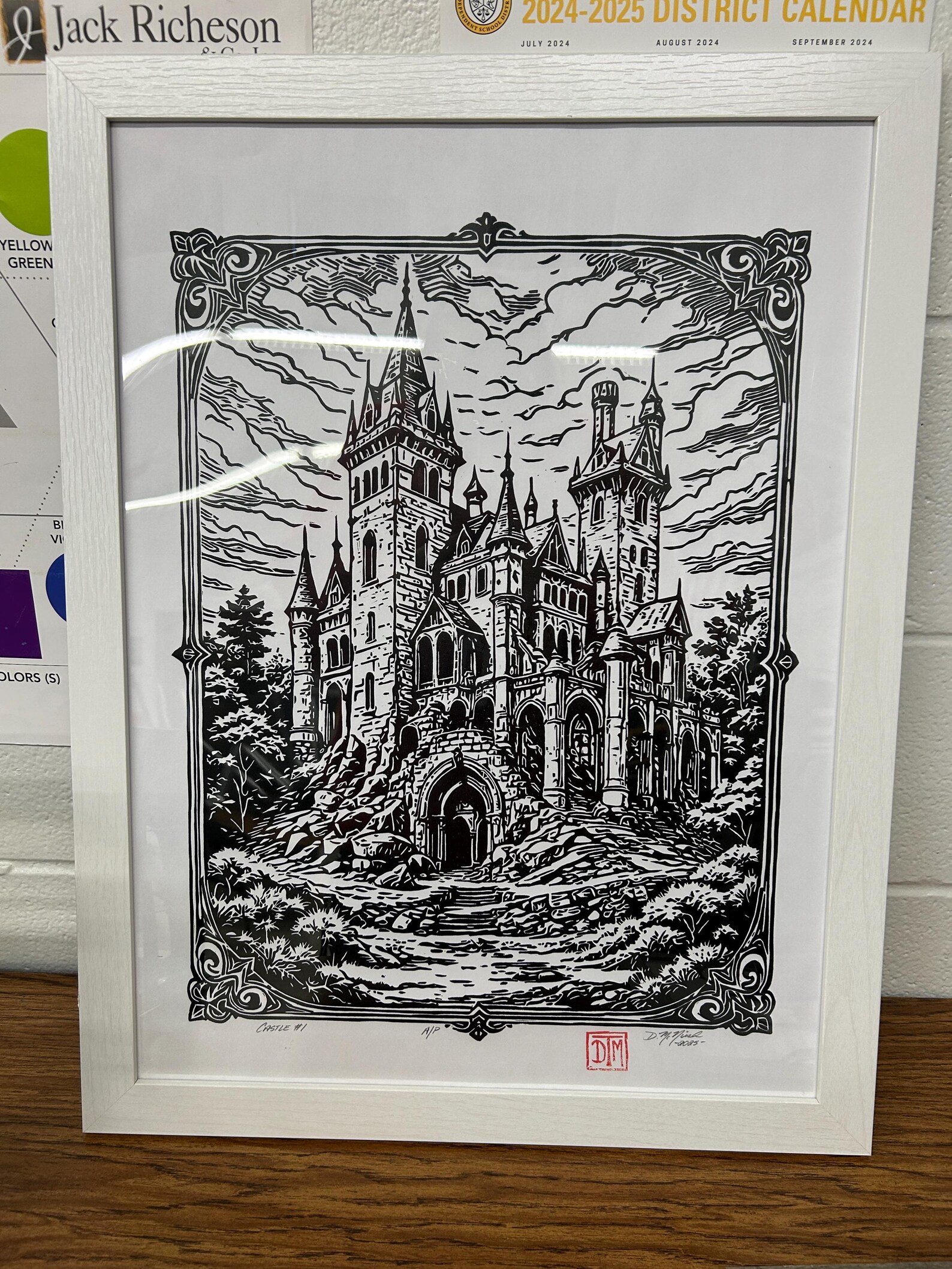 The Gothic Keep | Linocut Print | Castle Art | Architectural Decor ...