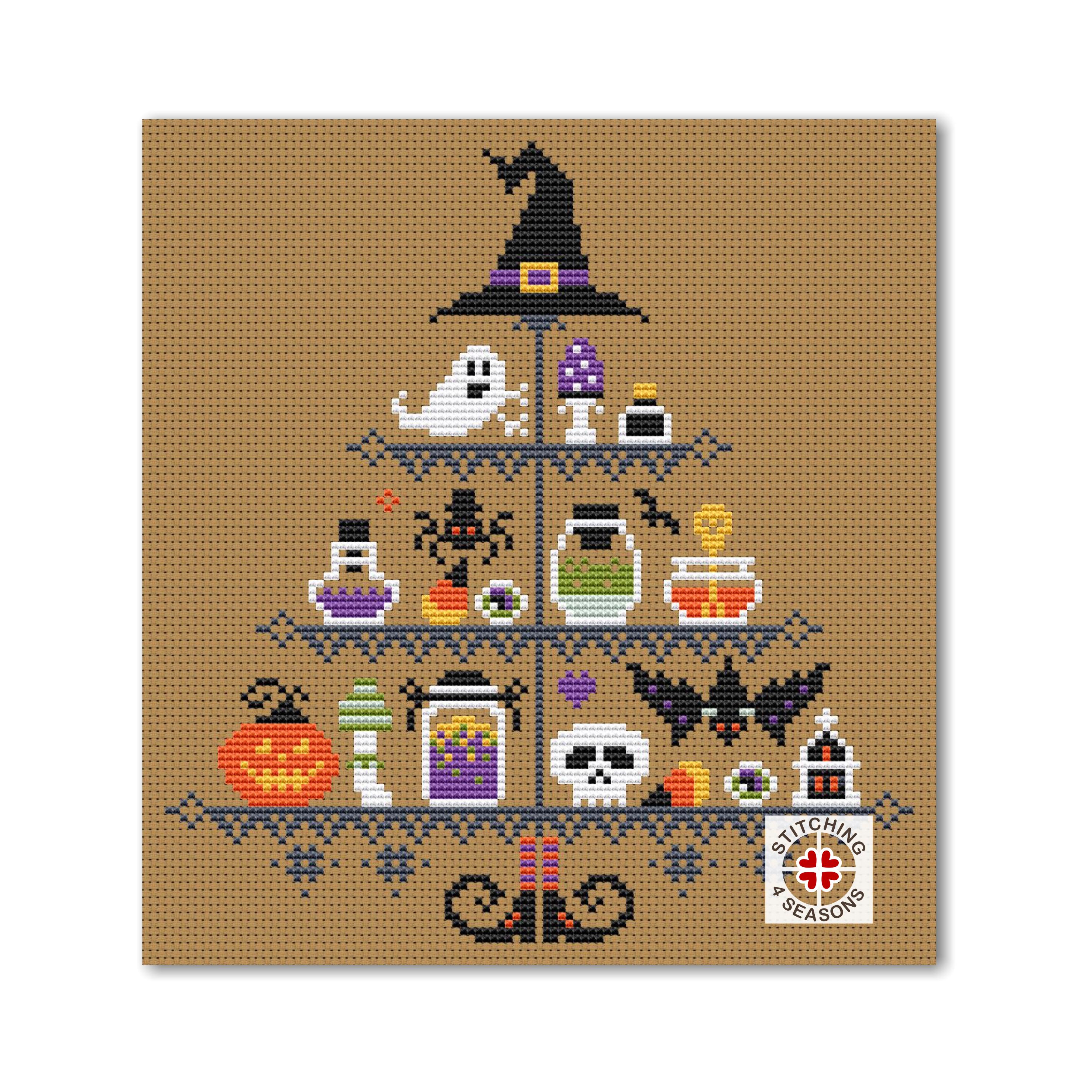 Halloween Cake Stand Cross Stitch Pattern: Spooky Sampler (PDF) - Etsy