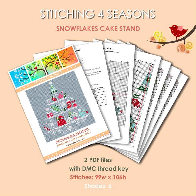 Snowflakes Cake Stand Cross Stitch Pattern (PDF Pattern) - Etsy