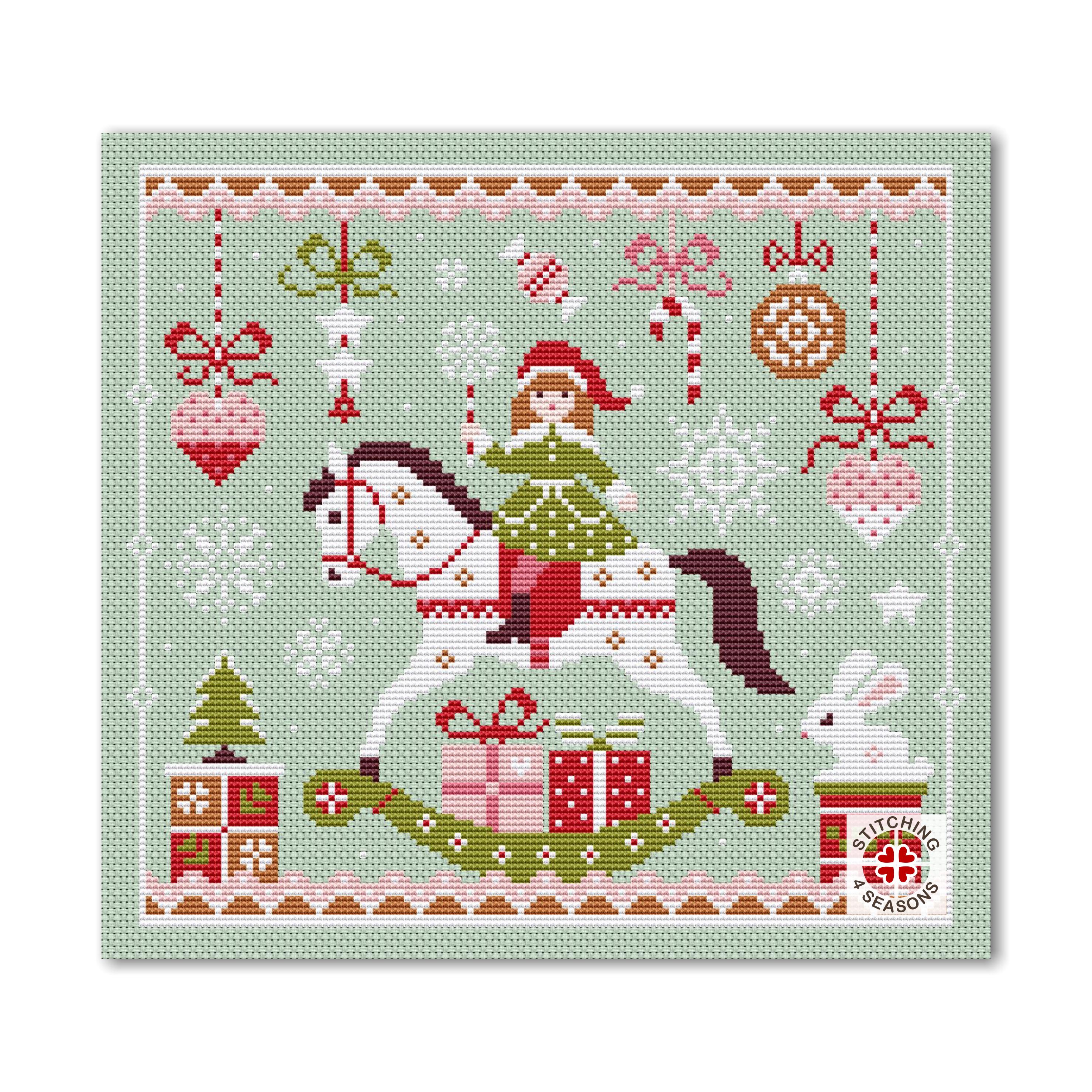 Christmas Rocking Horse Cross Stitch Pattern: Winter Sampler (PDF ...