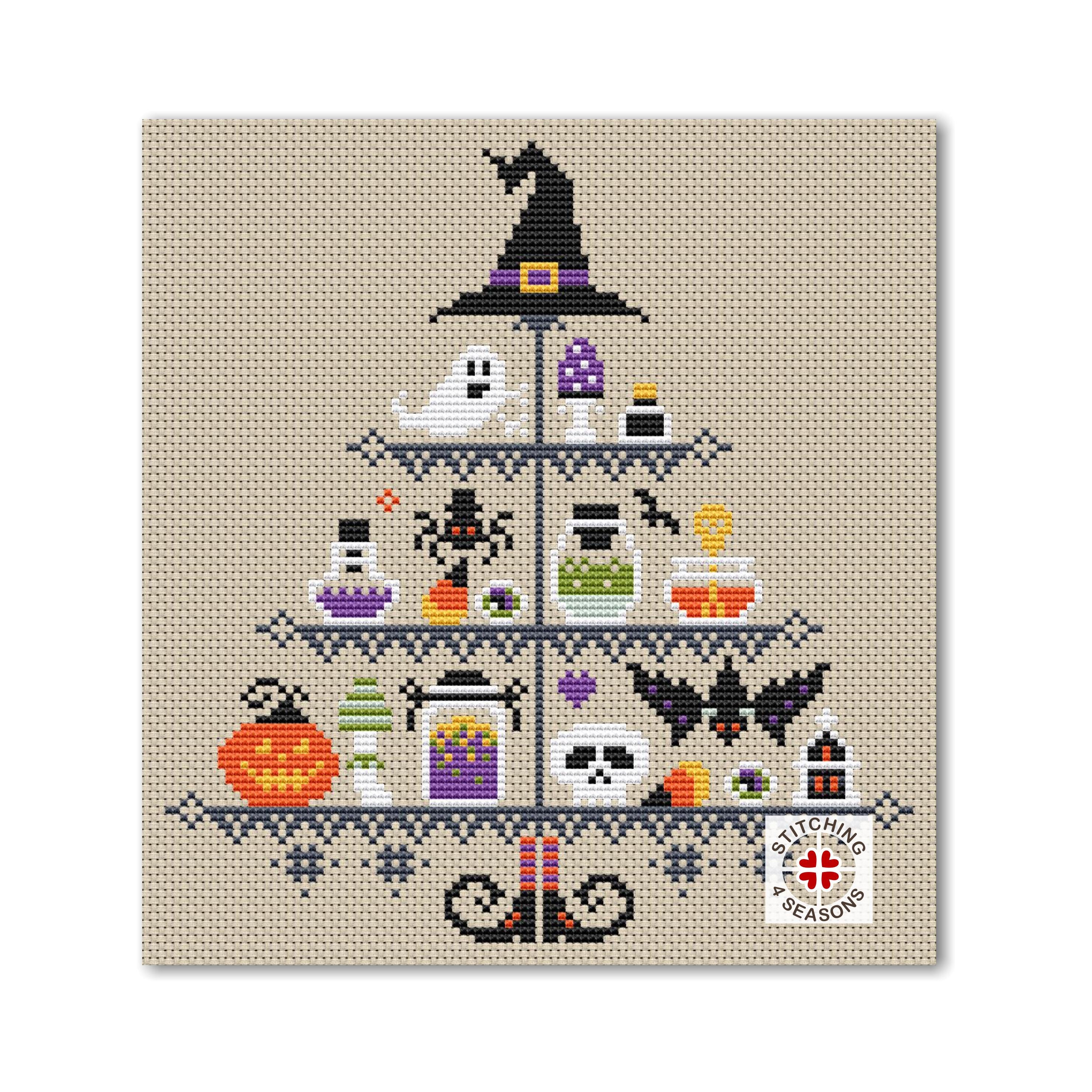 Halloween Cake Stand Cross Stitch Pattern: Spooky Sampler (PDF) - Etsy