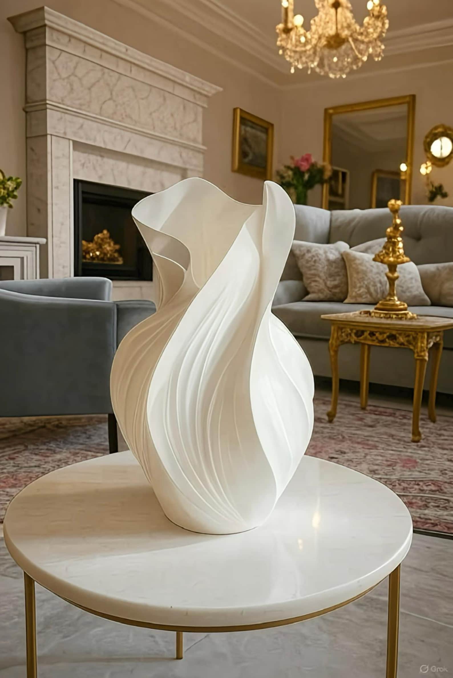 Handmade Nordic Abstract Ceramic Vase, Real Dried Flower, Living Room ...