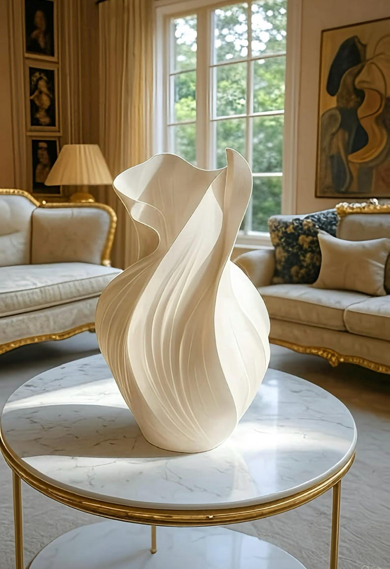 Handmade Nordic Abstract Ceramic Vase, Real Dried Flower, Living Room ...