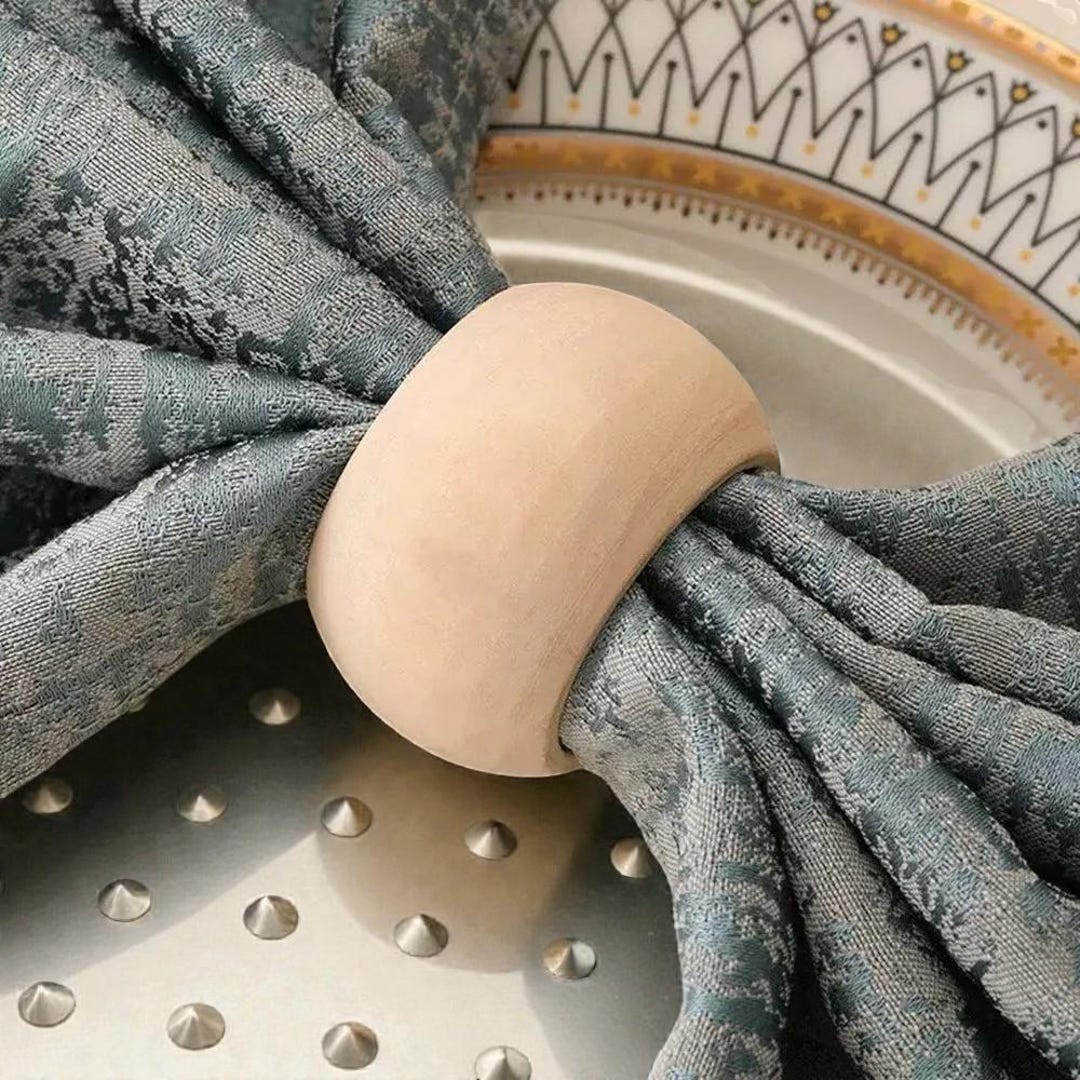 2pc/4pc Wooden Napkin Rings | Simple Round Wooden Buckles for Wedding ...