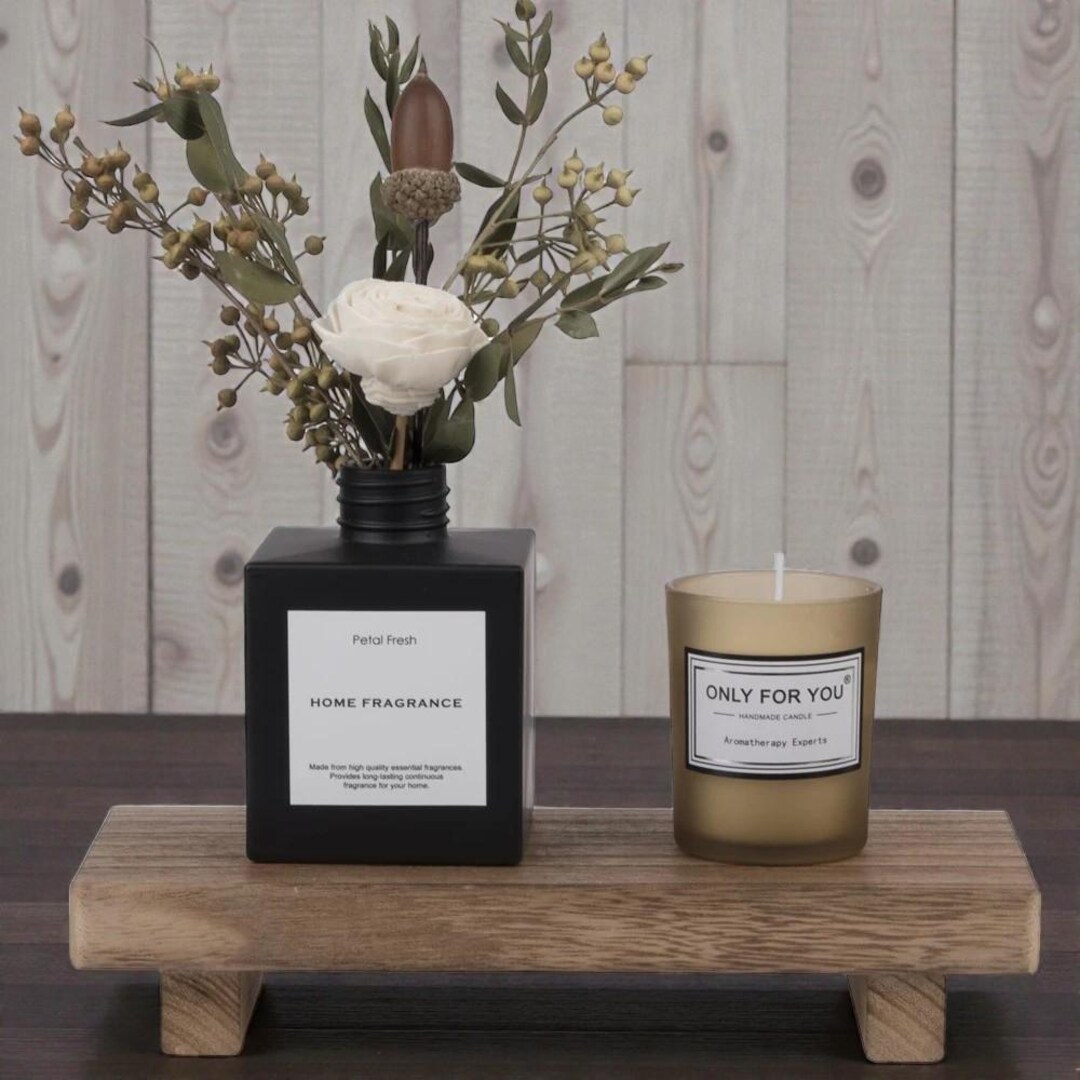 Small Wooden Riser Pedestal – Farmhouse Footed Tray for Candles, Plants ...