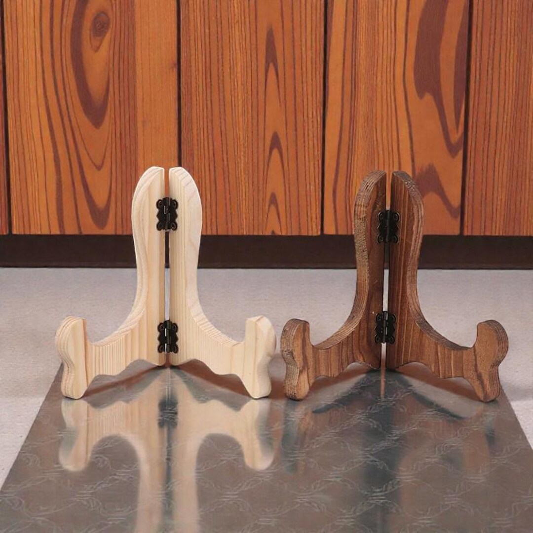 Retro Wooden Plate Display Stand – Foldable Solid Wood Easel Rack for ...