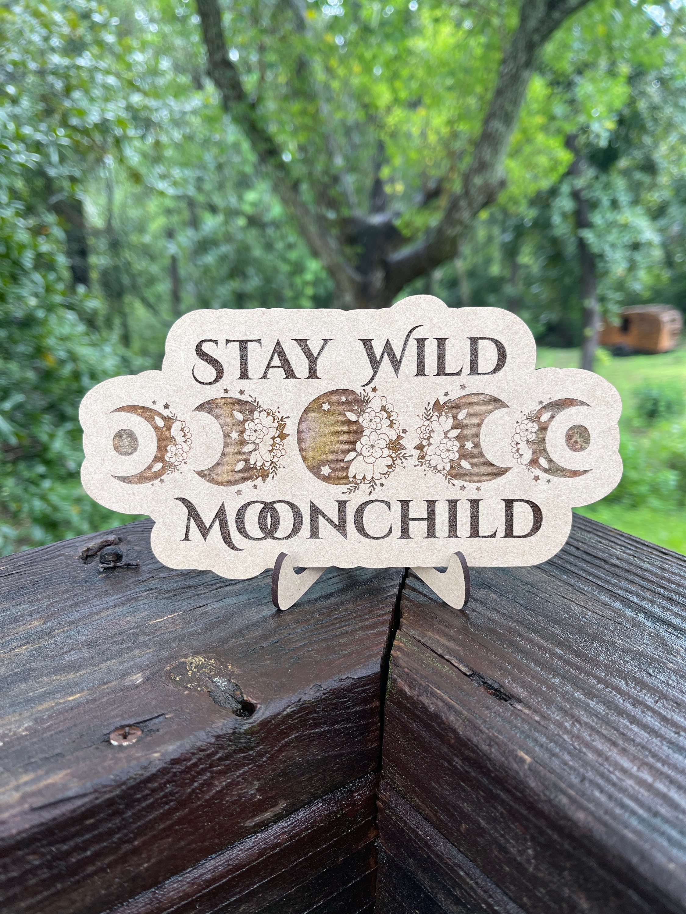 Moon Phases Wooden Art Sign 7 Wood Carving Stay | Etsy