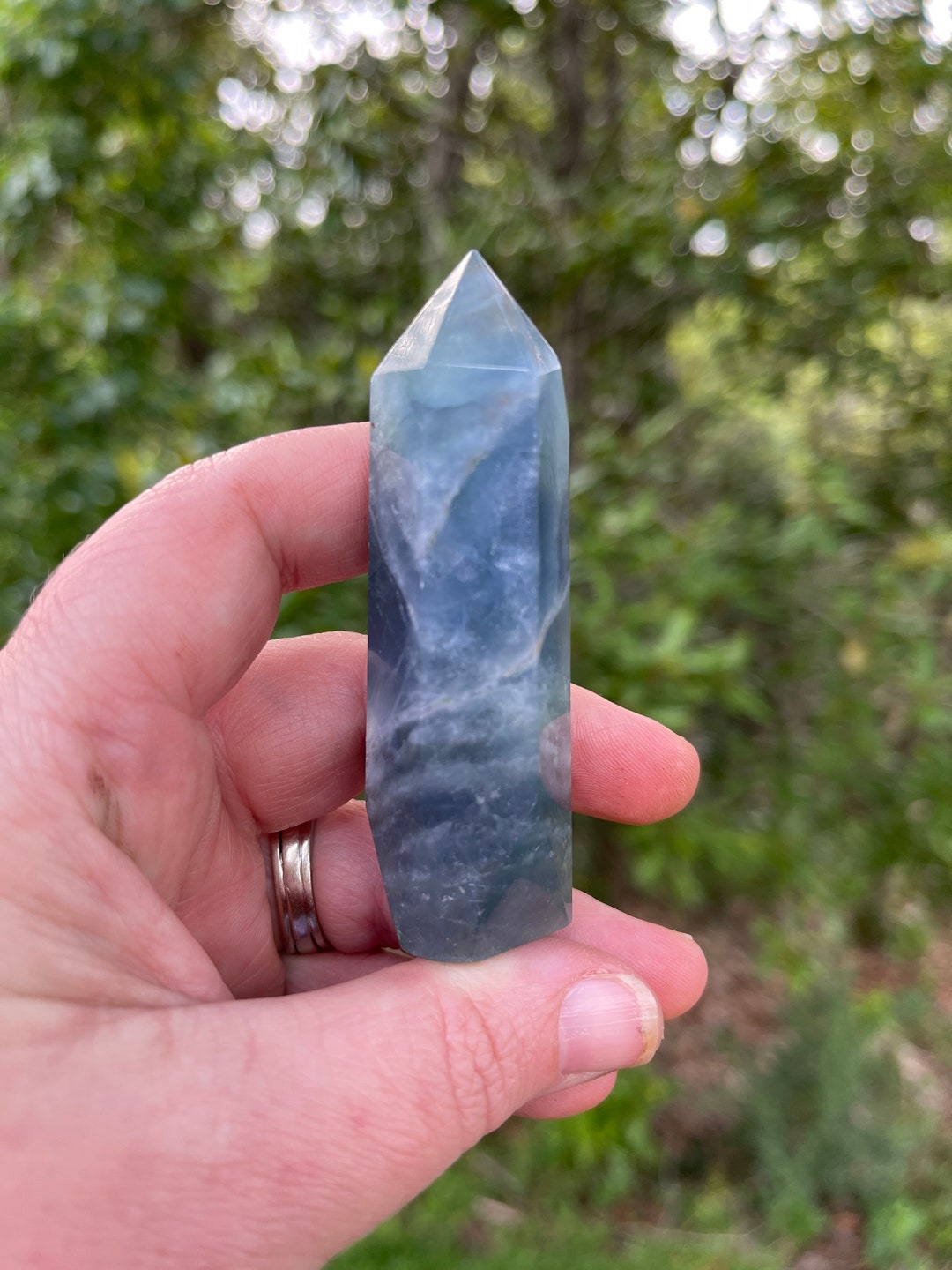 Blue Fluorite Point Reiki Charged Powerful Energy ADHD Support Rare ...