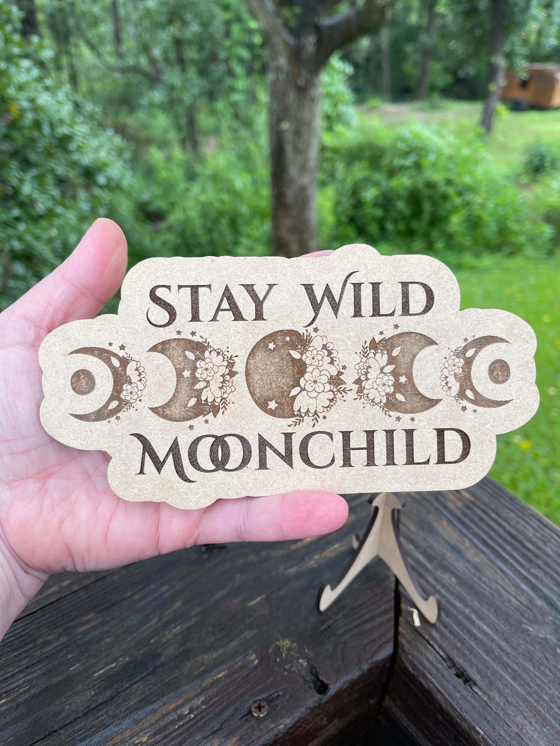 Moon Phases Wooden Art Sign 7 Wood Carving Stay | Etsy