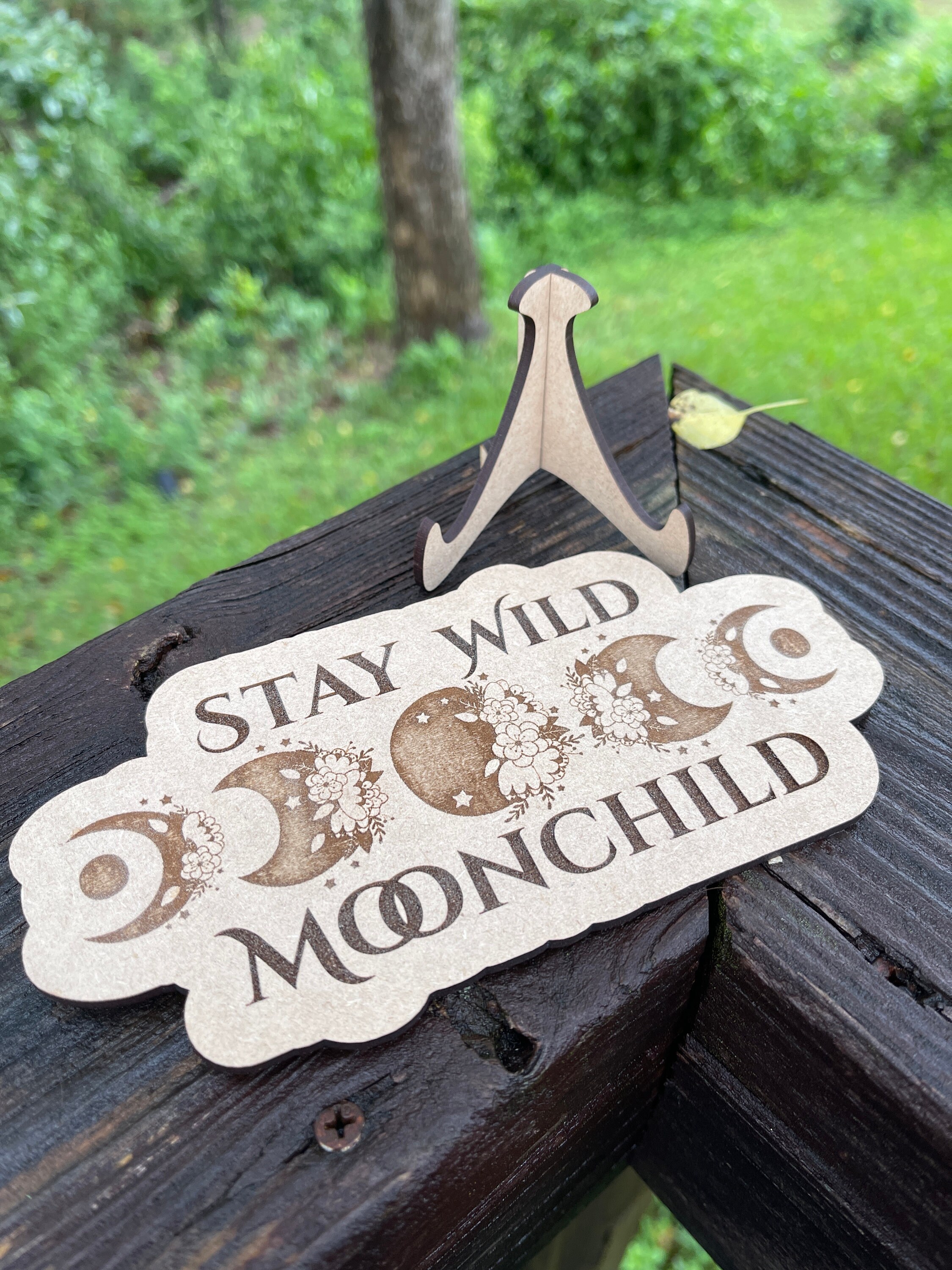 Moon Phases Wooden Art Sign 7 Wood Carving Stay | Etsy