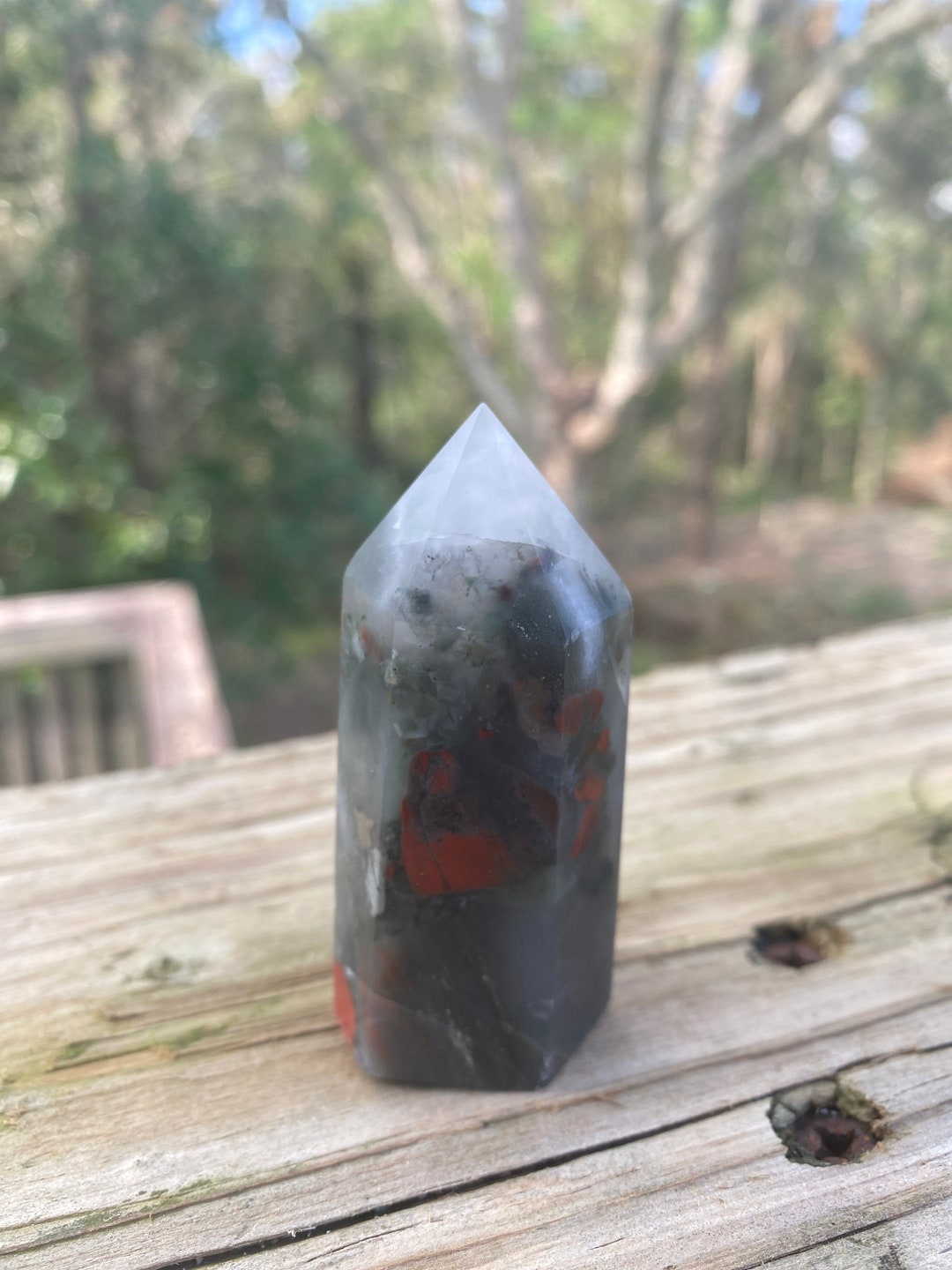 Bloodstone Point Reiki Charged Powerful Energy Chunky Gemstone Tower ...
