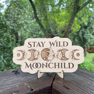 Moon Phases Wooden Art Sign 7 Wood Carving Stay Wild Moonchild Wood ...