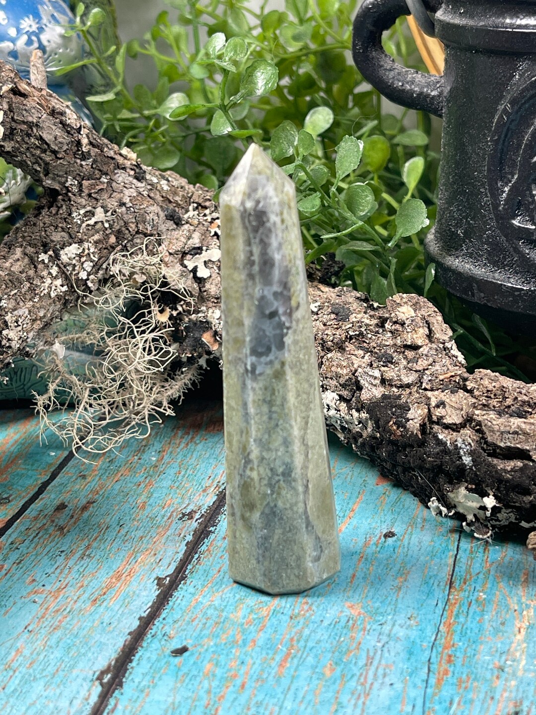 Vesuvianite Point Vasonite Obelisk Reiki Charged Encourages Cooperation ...