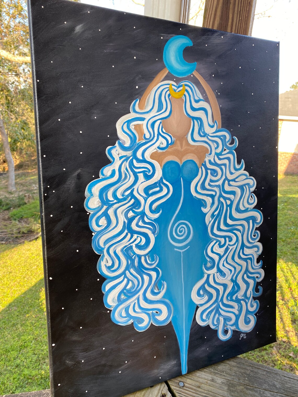 16x20 Huge Blue Moon Goddess Painting by Jess - Etsy